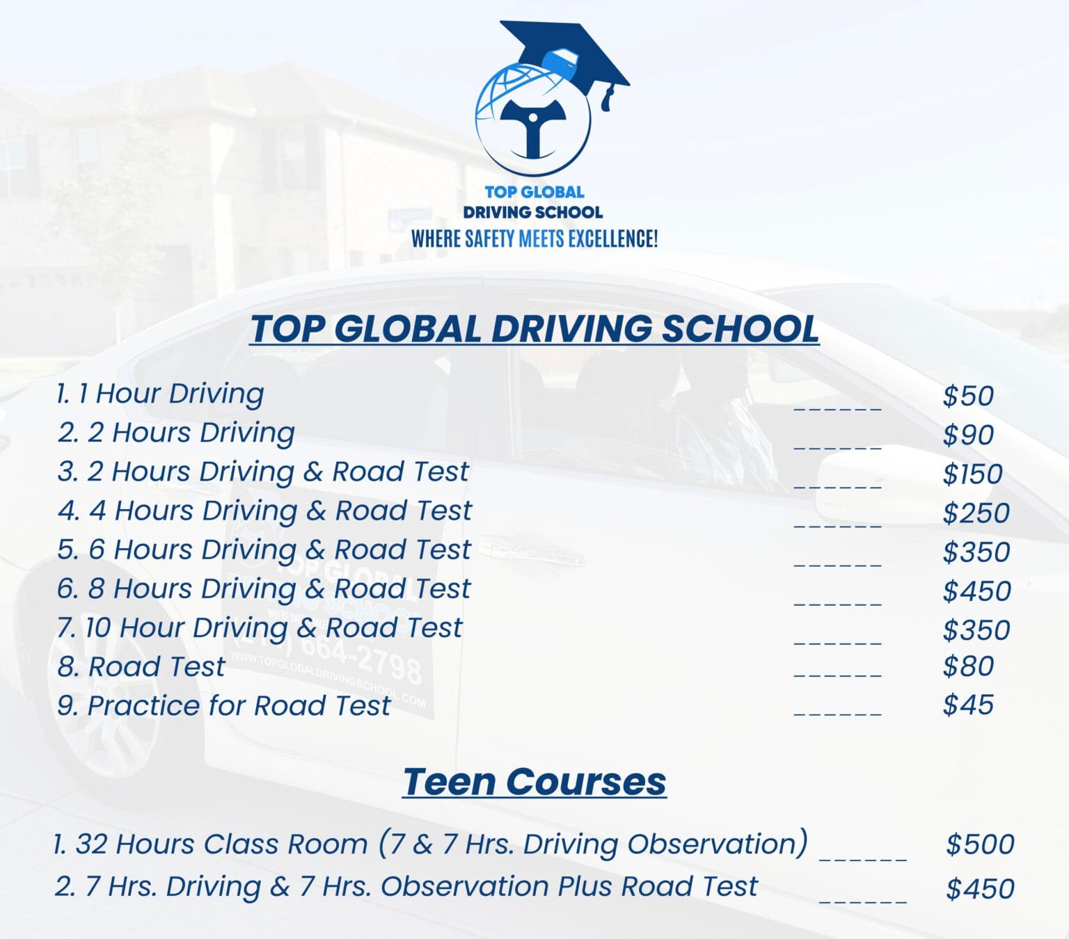 Booking – Top Global Driving School